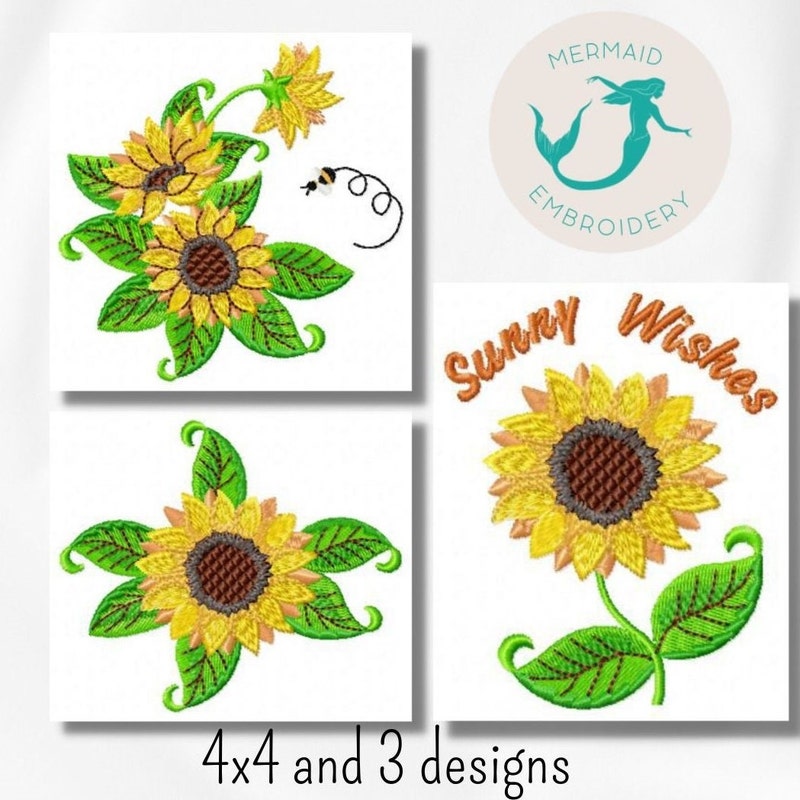 Sunflower Applique Design - Etsy