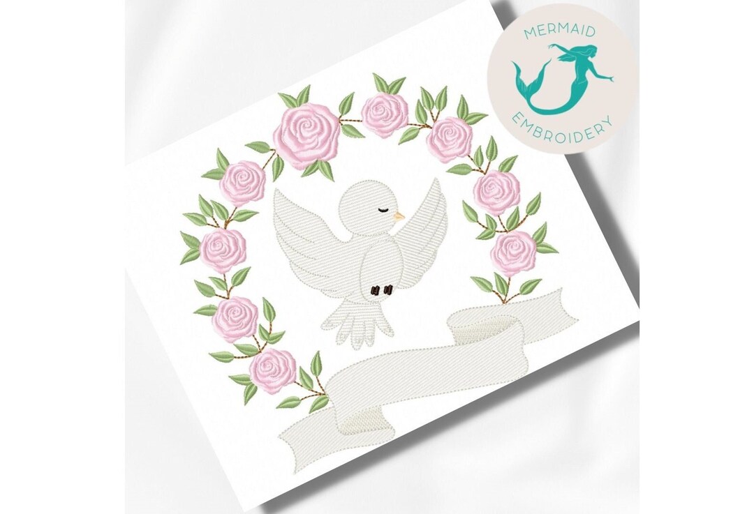 Dove Flowers Embroidery Design Birds Embroidery Design Machine Dove ...