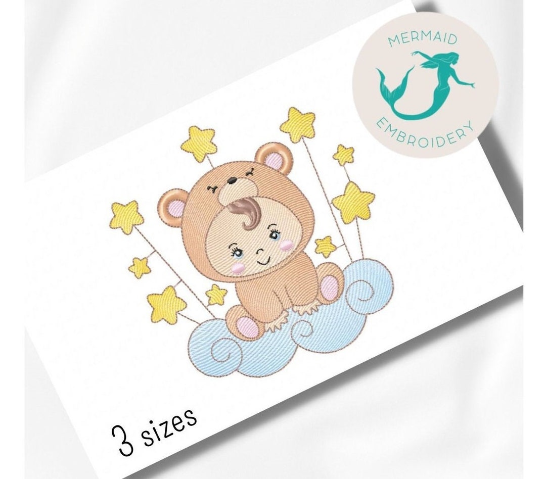 Baby Bear Embroidery Design Girl Embroidery Design Machine Magical ...