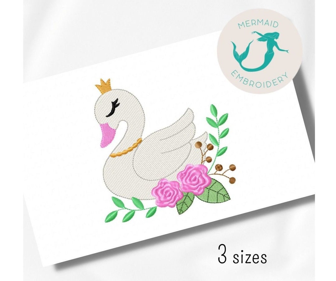 Swan Crown Embroidery Design Baby Embroidery Design Machine Animals ...