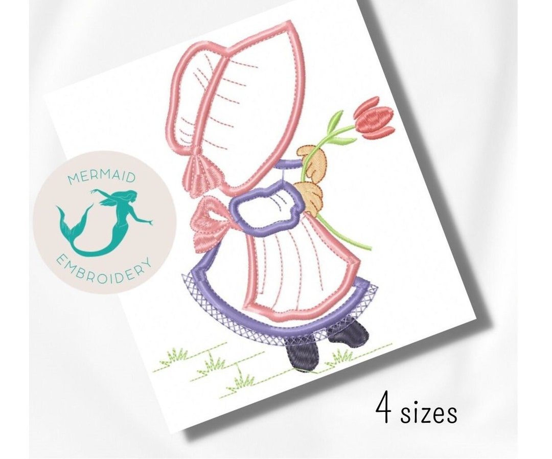 Sunbonnet Rose Embroidery Design Girly Embroidery Design Machine ...