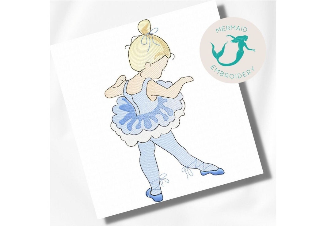 Cute Ballerina Blue Embroidery Designs, Girl Embroidery Design Machine ...