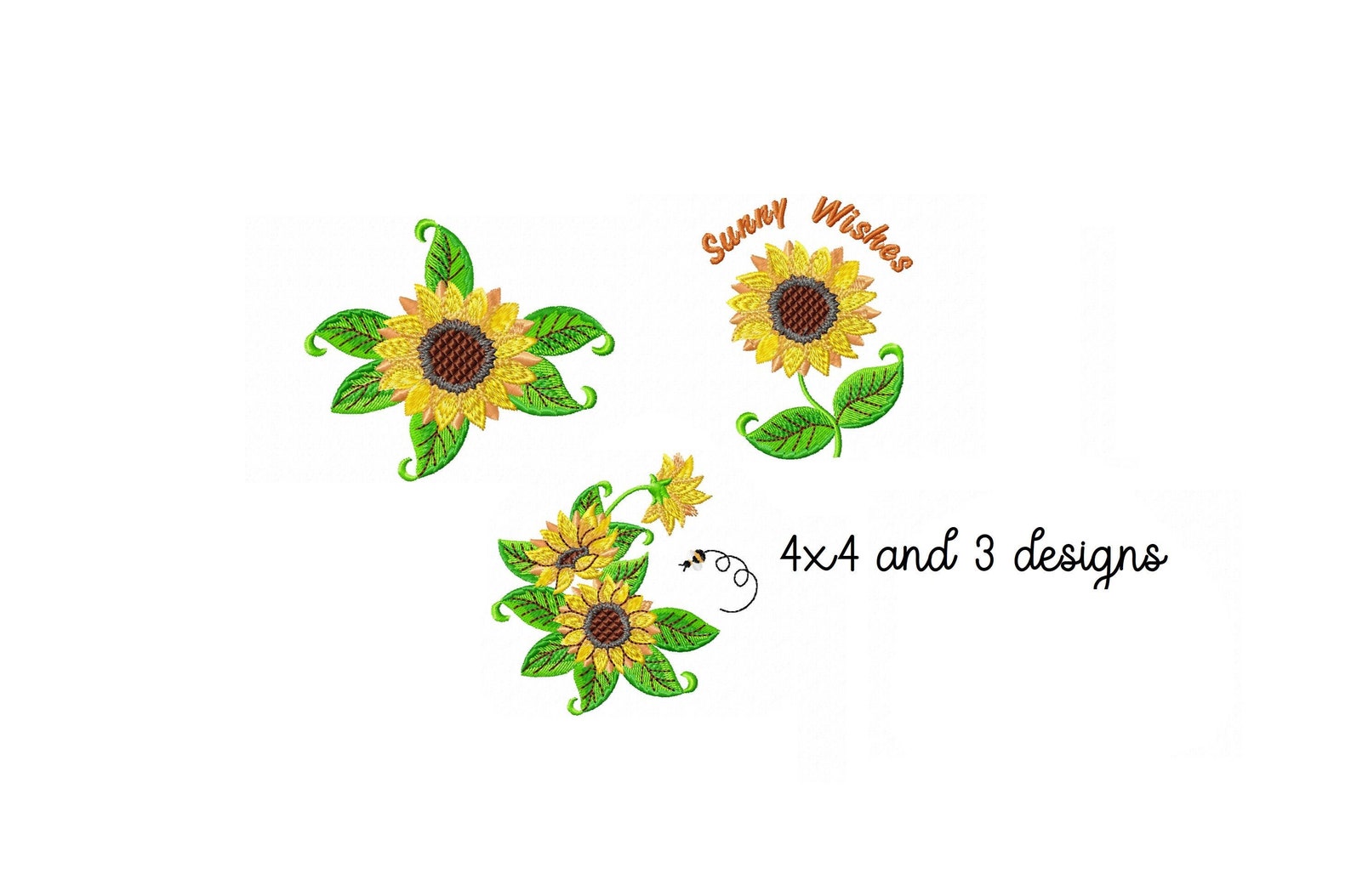 Sunflowers Embroidery Design Floral Embroidery Design Machine Flower ...