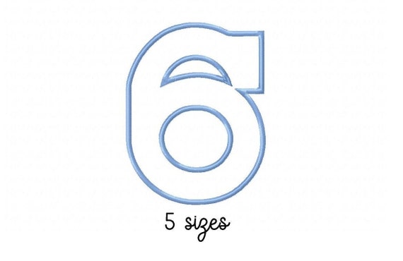 Number Six Embroidery Design Number Embroidery Design | Etsy