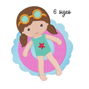 Girl Pool Embroidery Design, Girly Embroidery Design Machine, Dolls ...