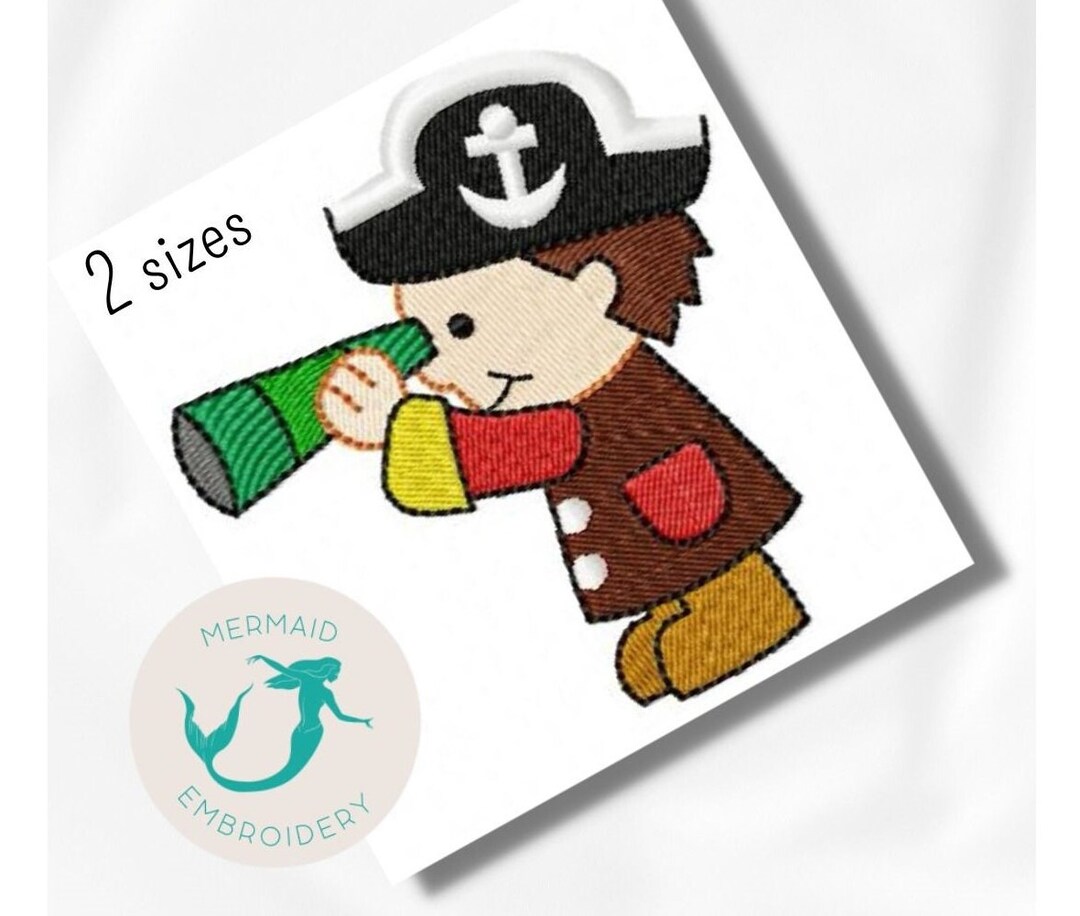 Cute Pirate Embroidery Design, Kids Embroidery Design Machine, Baby ...