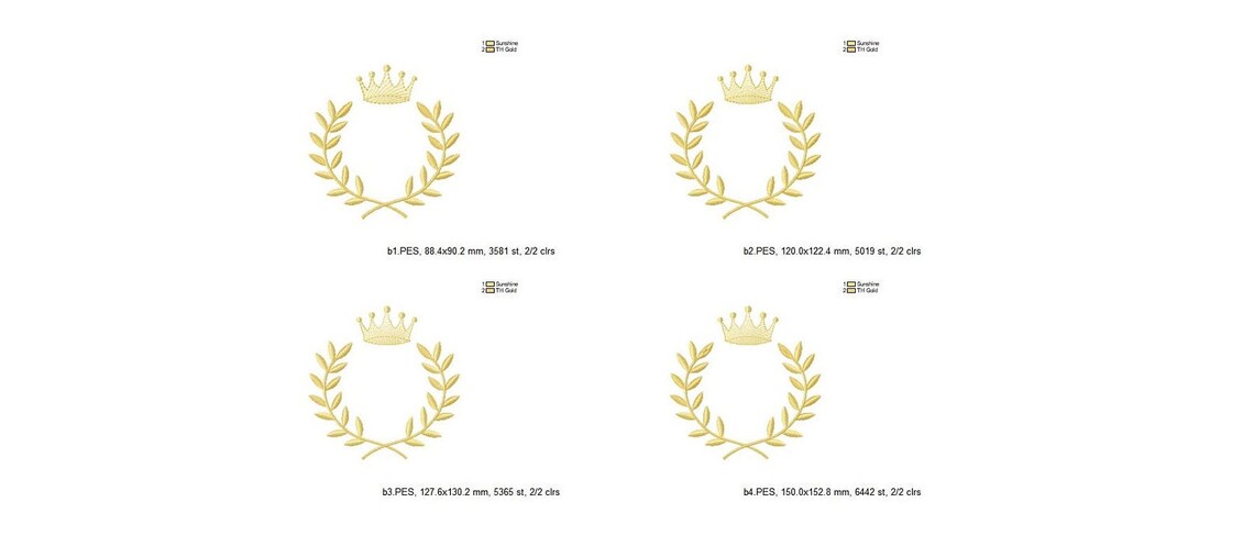 Branch Crown Embroidery Design Frame Embroidery Design Machine - Etsy