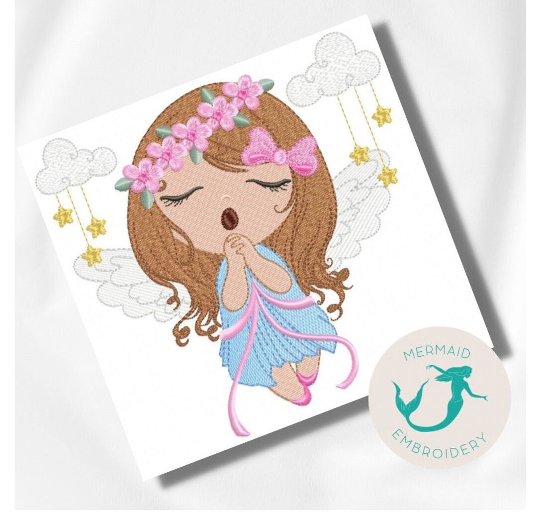 Angel Girl Embroidery Design Baptism Embroidery Design Machine, Baby ...