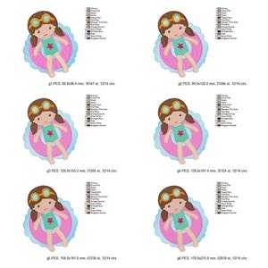 Girl Pool Embroidery Design, Girly Embroidery Design Machine, Dolls ...