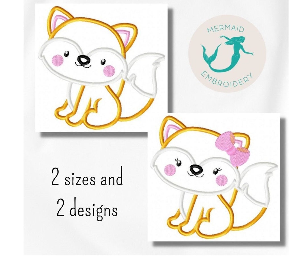 Fox Applique Embroidery Design, Animals Embroidery Design Machine, Kids ...