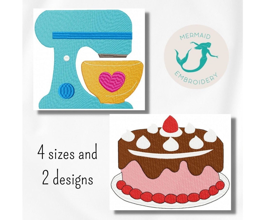 Mixer and Cake Embroidery Design Kitchen Embroidery Design Machine Cake ...