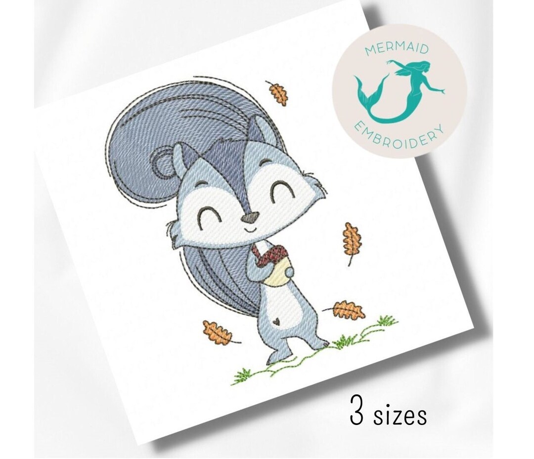 Squirrel Cute Embroidery Design Baby Embroidery Design Machine Animal ...