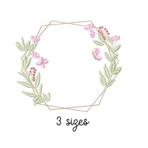 Frame Branch Embroidery Design Frame Embroidery Design Machine Floral ...