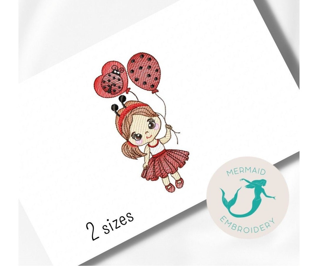 Girl Ladybug1 Embroidery Design, Kids Embroidery Design Machine, Dolls ...