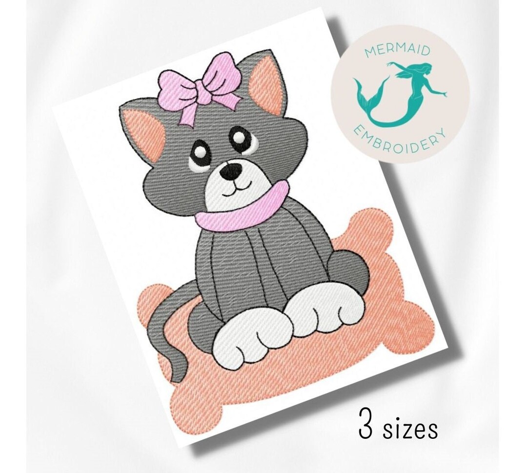 Cute Cat Embroidery Design, Animals Embroidery Design Machine, Kids ...