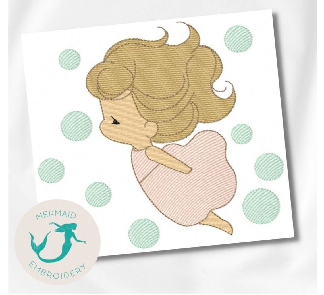 Girl Bubbles Embroidery Design Girly Embroidery Design - Etsy