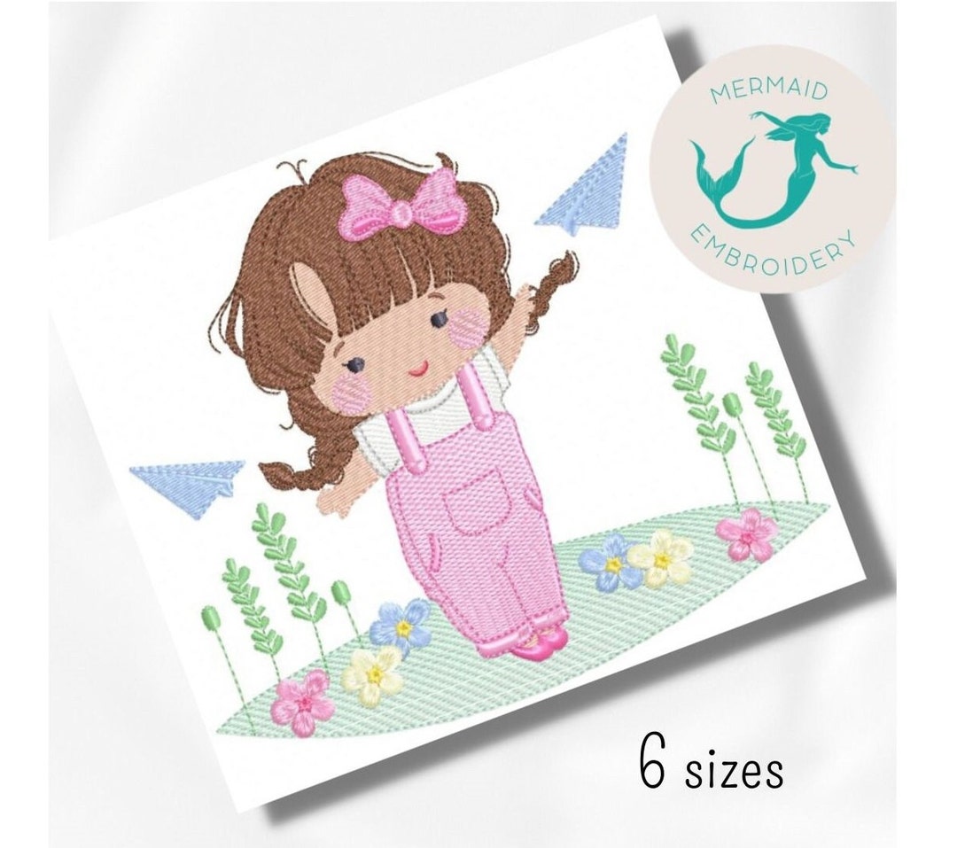 Cute Girl Embroidery Design, Girly Embroidery Design Machine, Kids ...