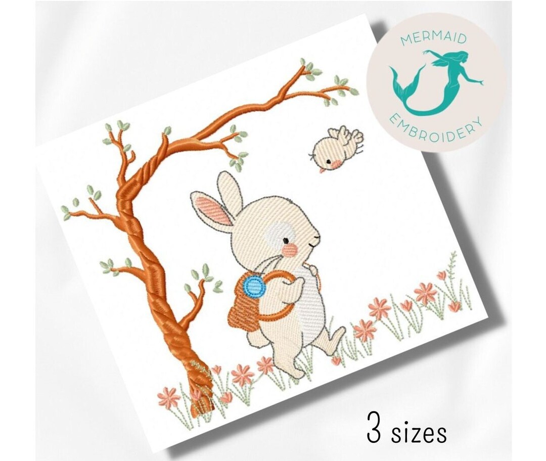 Bunny Boy Bird Embroidery Design Machine, Easter Embroidery Pattern ...