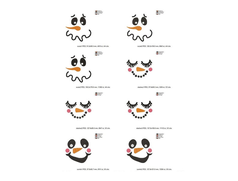 Snowman Faces Embroidery Design Machine Christmas Embroidery - Etsy