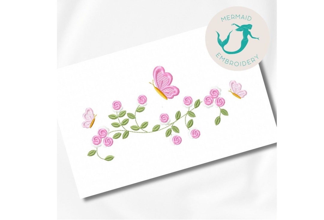 Butterfly Roses Embroidery Design Frame Embroidery Design Machine ...