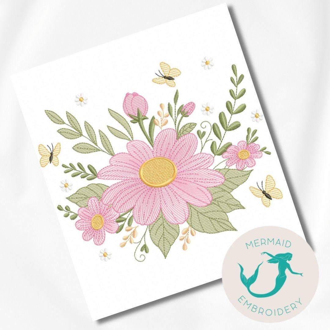 Big Flower Embroidery Design Frame Embroidery Design Machine Floral ...