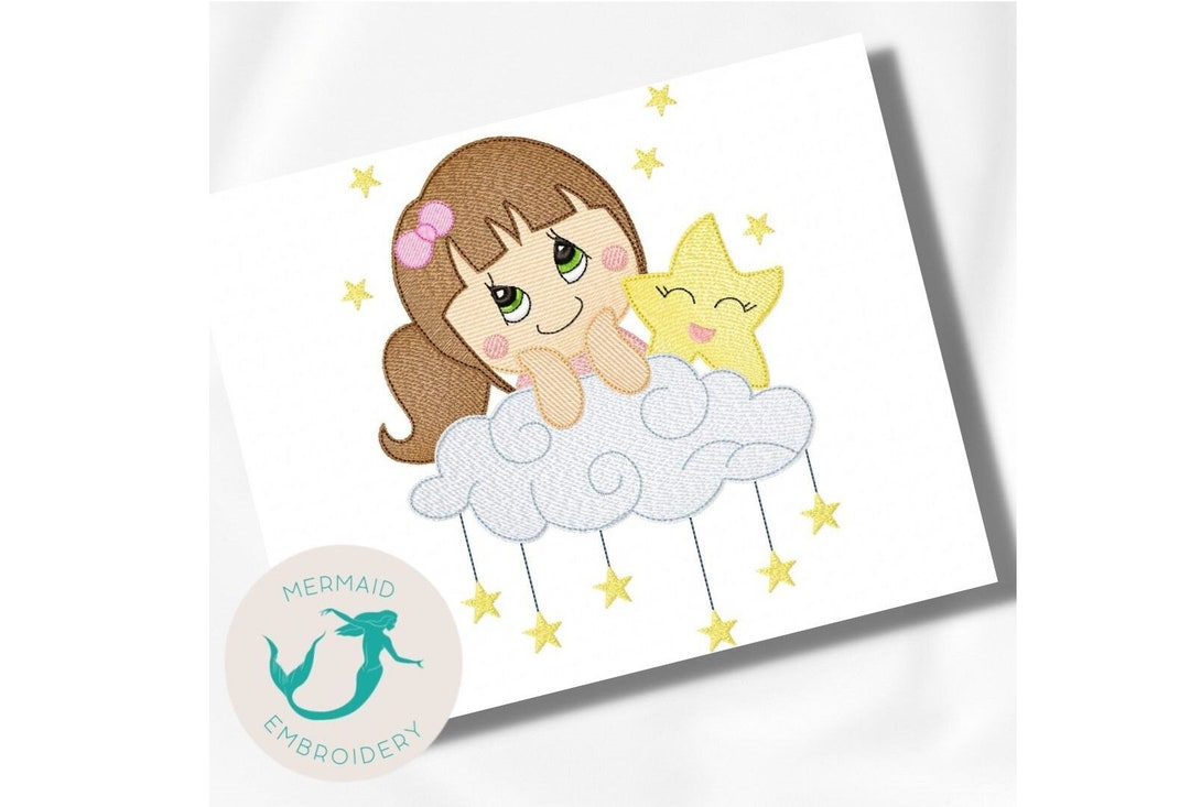 Girl Stars Embroidery Design, Kids Embroidery Design Machine, Dolls ...
