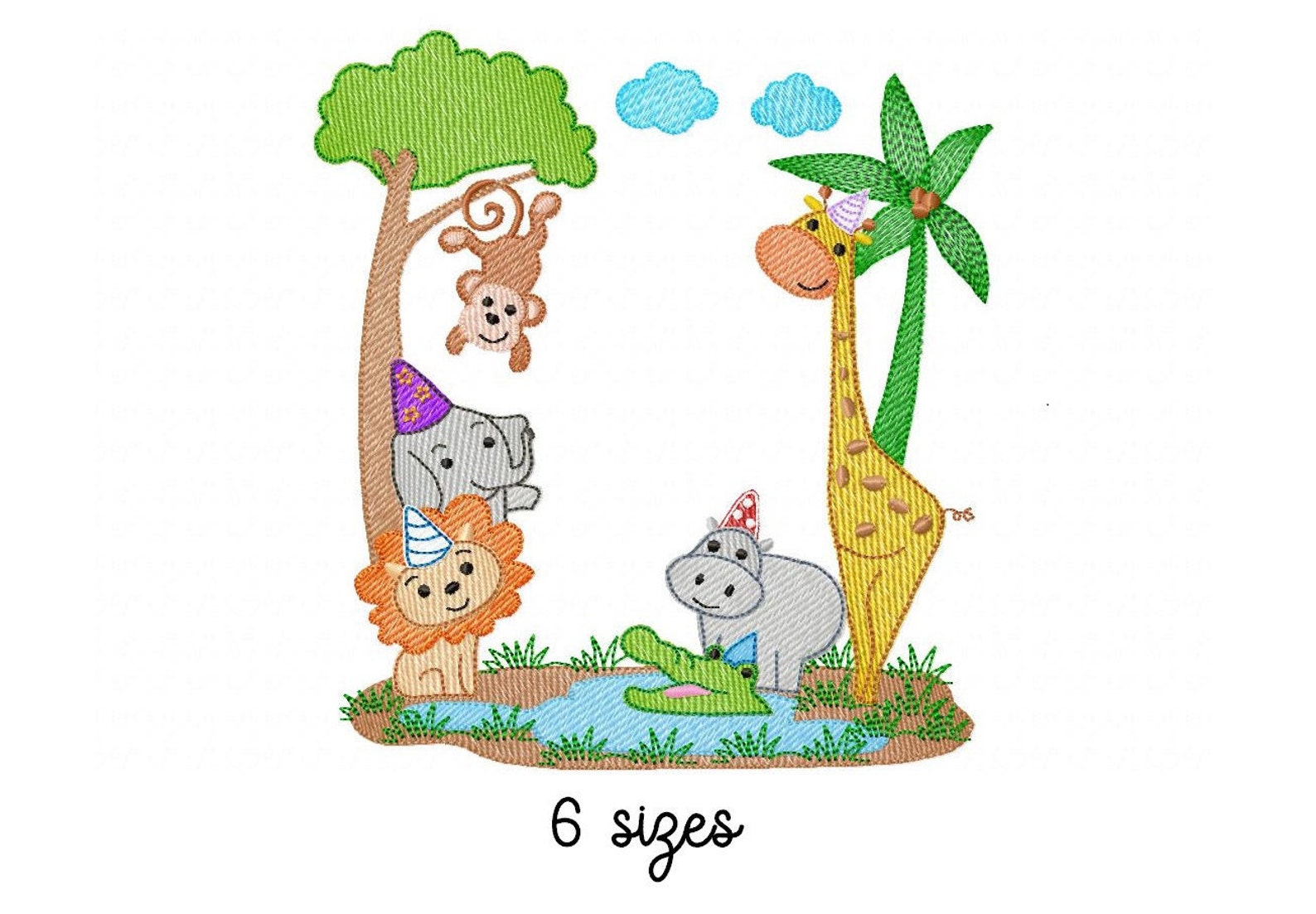 Cute Safari embroidery design animals embroidery design | Etsy