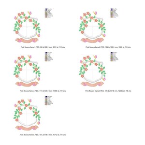 Pink Flowers Frame Embroidery Design Frame Embroidery Design Machine ...