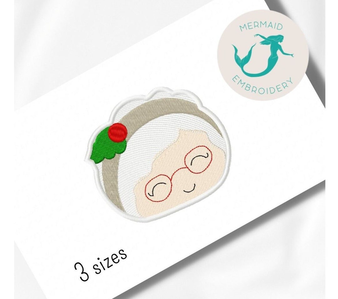 Mrs Claus Face Embroidery Design Machine Christmas Embroidery Pattern ...