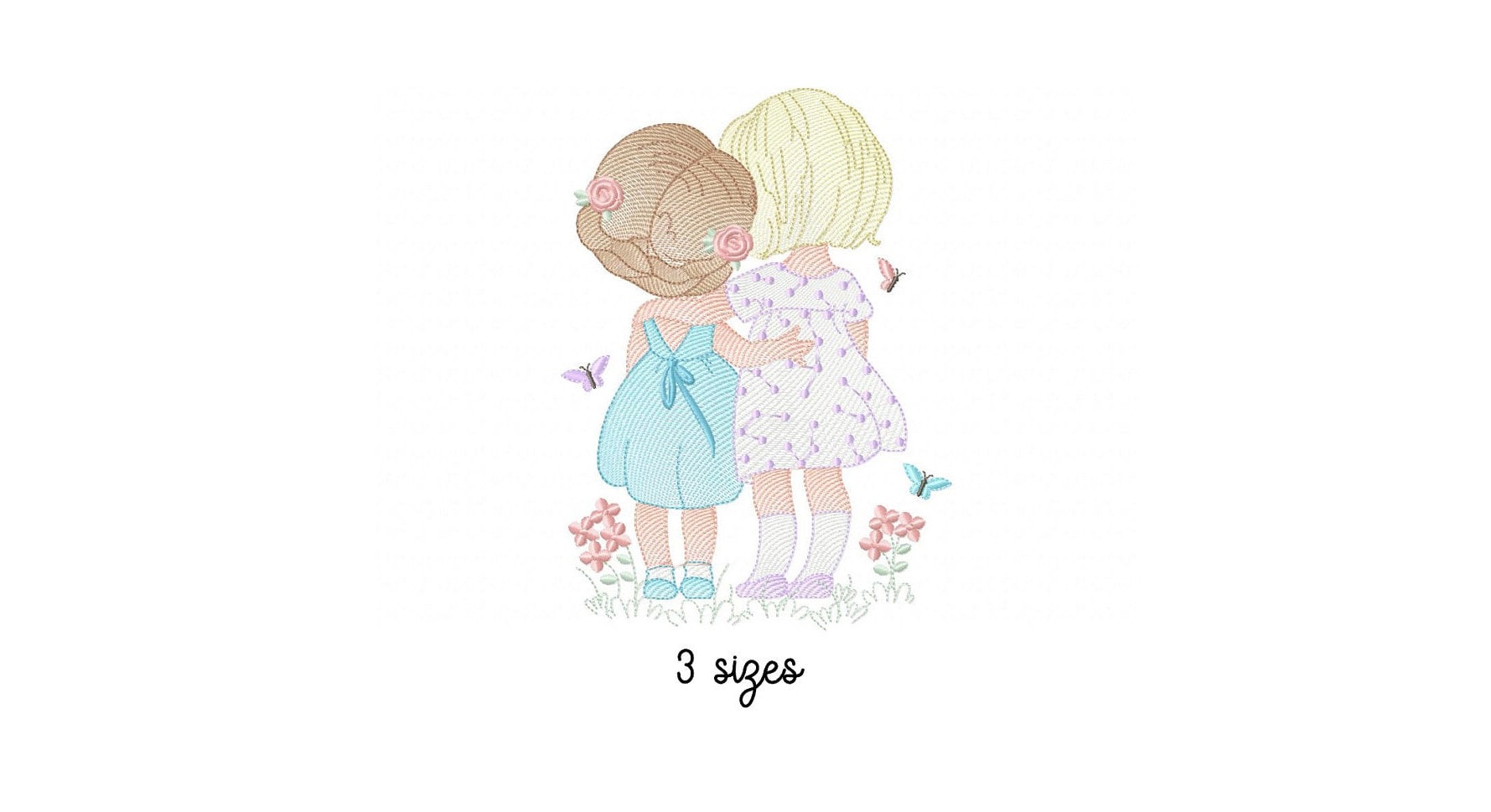 Girl Friends embroidery design girly embroidery design | Etsy