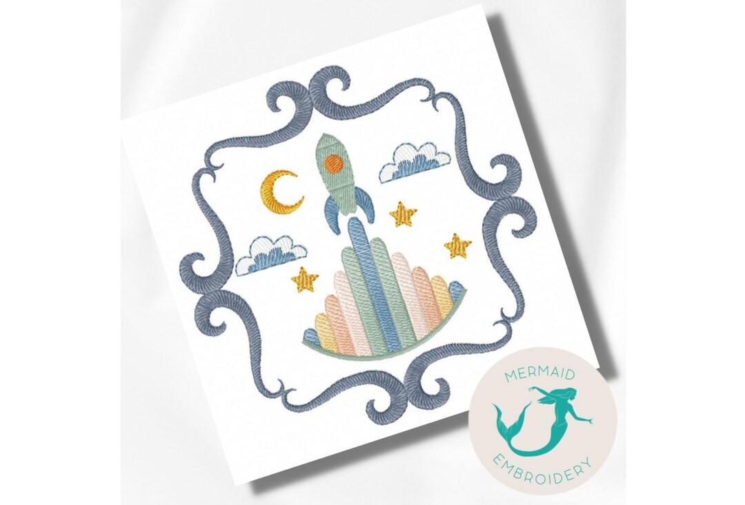 Rocket Frame Embroidery Design, Baby Embroidery Design Machine, Newborn ...