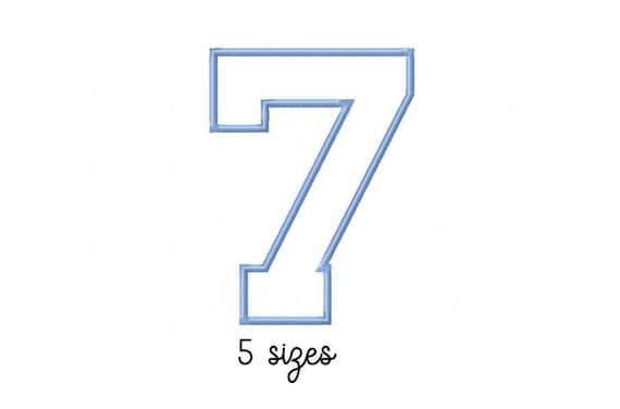 Number Seven Embroidery Design Number Embroidery Design | Etsy