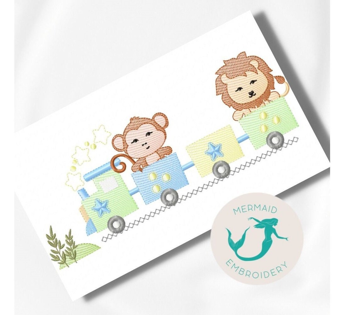 Animals Train Embroidery Design, Baby Embroidery Design Machine, Cute ...