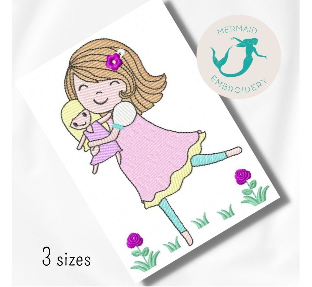 Cute Girl Doll Embroidery Design Girly Embroidery Design Machine Dolls ...