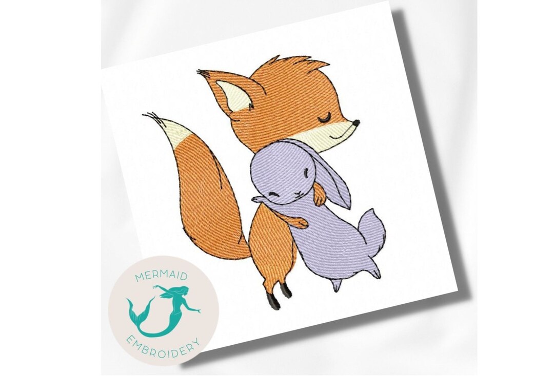 Cute Fox and Bunny Embroidery Design Baby Embroidery Design - Etsy