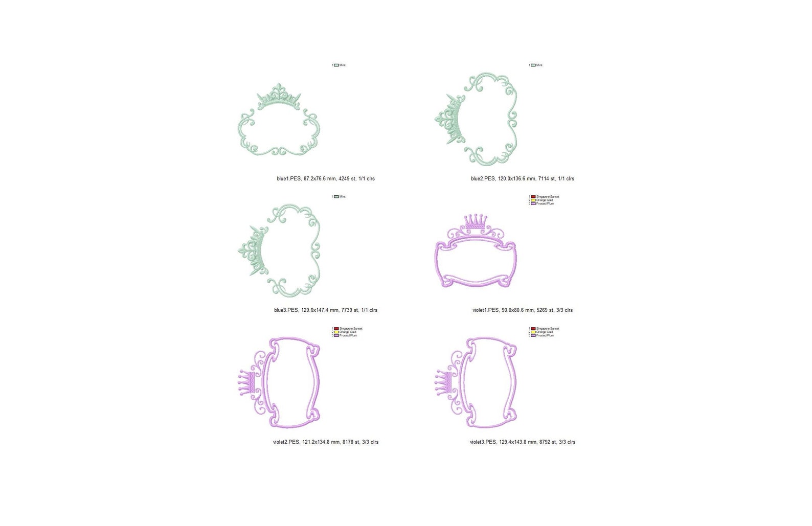 2 Frame Crown Embroidery Design Frames Embroidery Design | Etsy