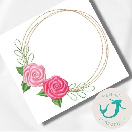 Floral Frame Embroidery Design 5 Sizes Instant Download - Etsy