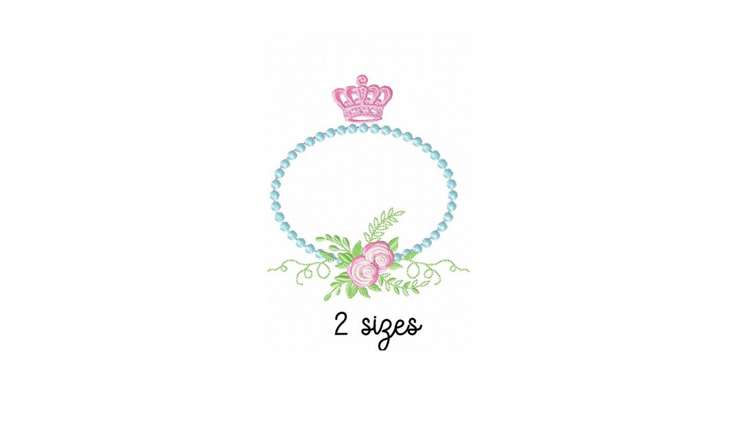 Frame Crown Embroidery Design Flowers Embroidery Design - Etsy