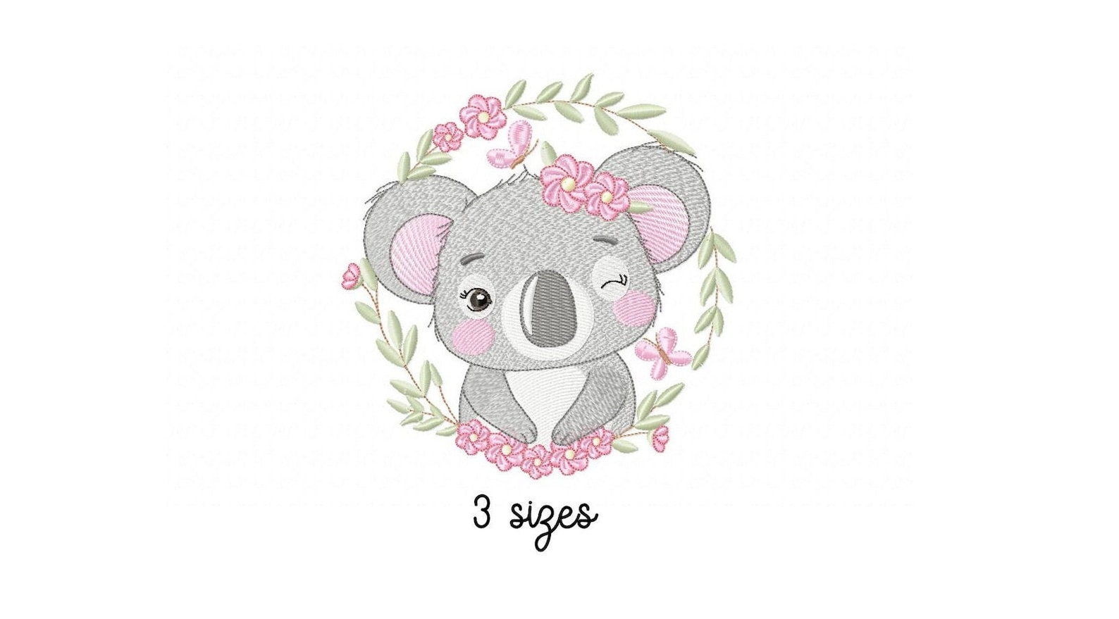 Koala Flowers Embroidery Designs Baby Embroidery Design Machine Animals ...