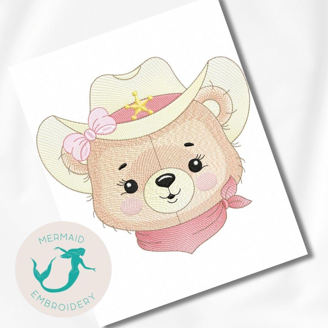 Bear Cowgirl Face Embroidery Designs Girl Embroidery Design Machine ...