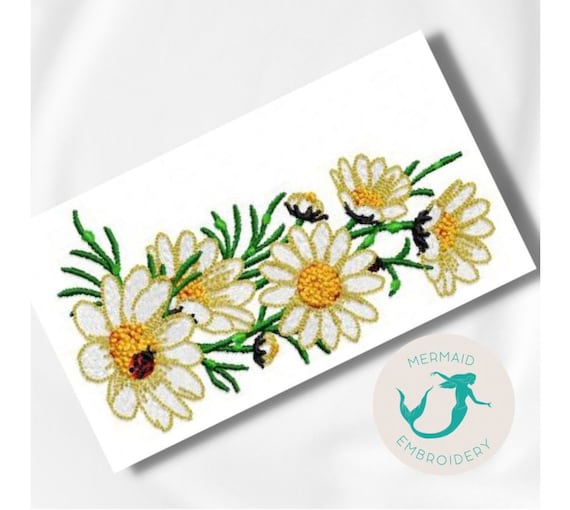 Daisy Embroidery Design Floral Embroidery Design Machine - Etsy