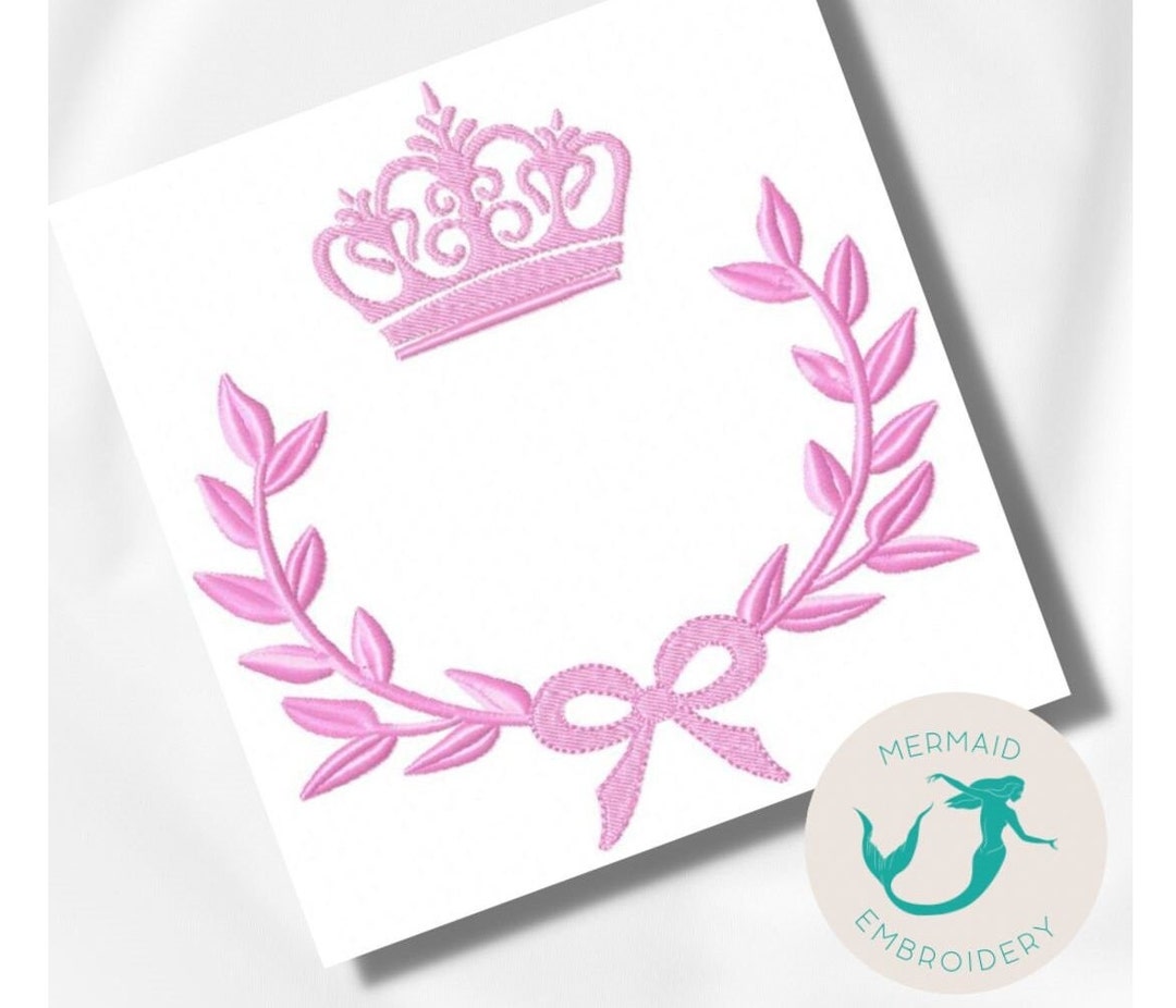 Pink Frame Crown Embroidery Design Baby Embroidery Design Machine Towel ...