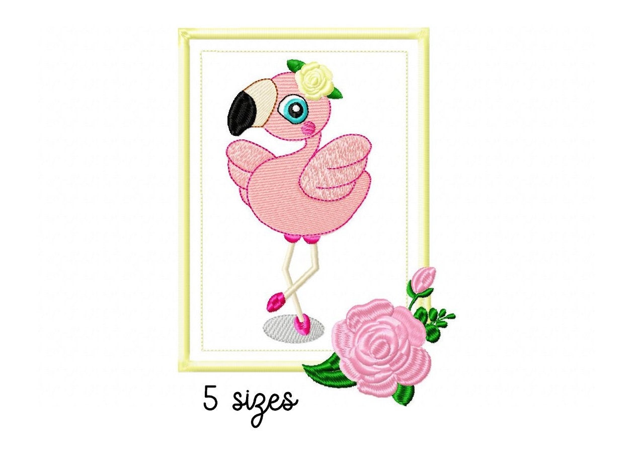 Flamingo embroidery design animals embroidery design machine | Etsy
