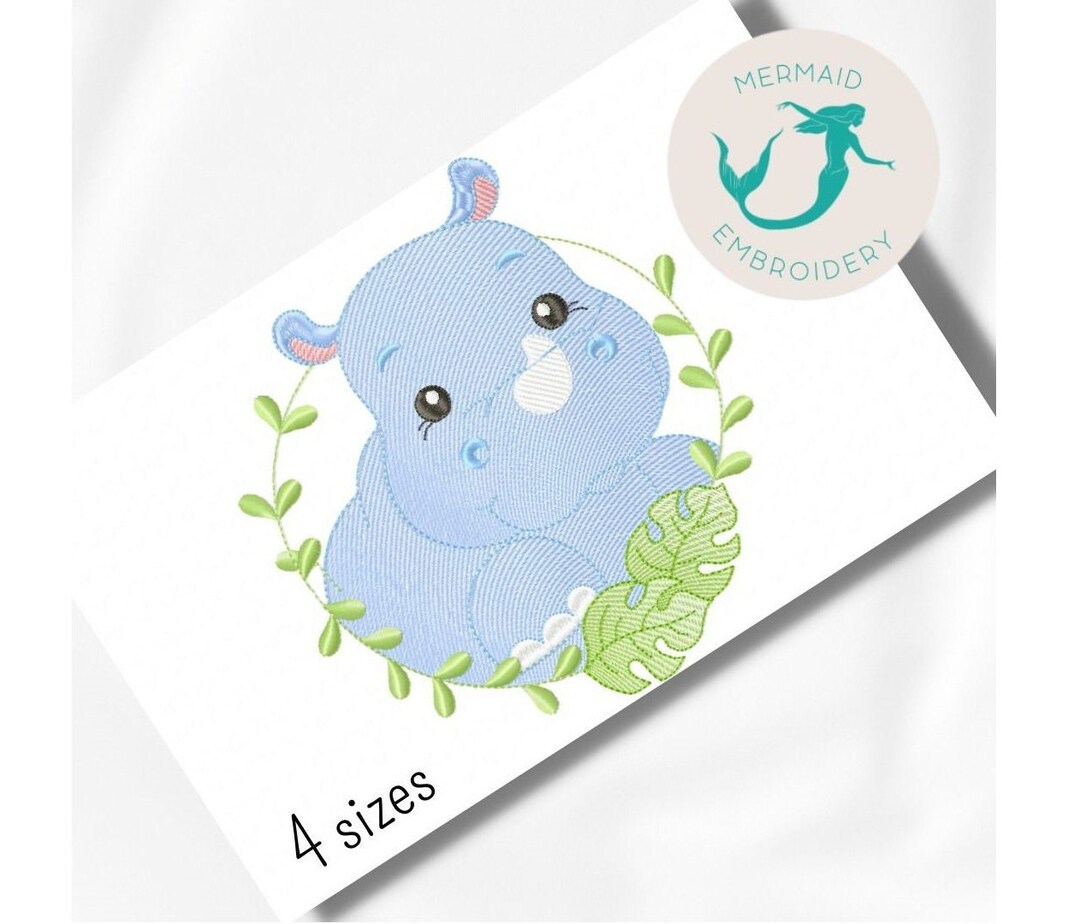 Baby Rhino Embroidery Design, Baby Embroidery Design Machine, Animals ...