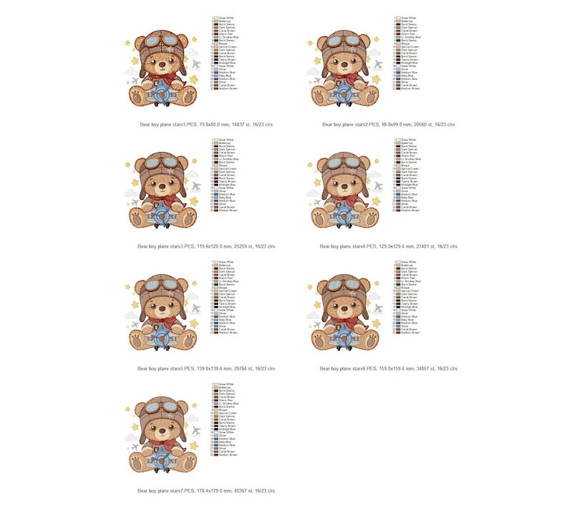 Bear Boy Plane Stars Embroidery Design Boy Embroidery Design Machine ...
