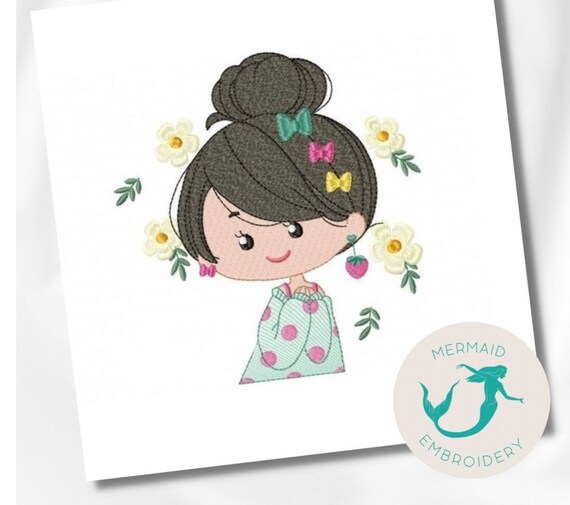 Cute Girl Embroidery Design Girly Embroidery Design Machine - Etsy