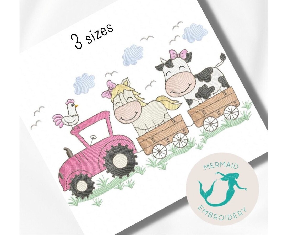Animals Farm Girl Embroidery Design Baby Embroidery Design Machine ...