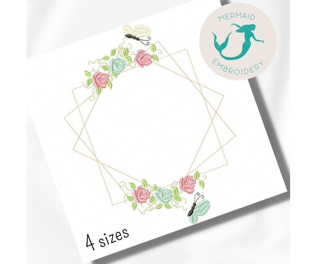 Roses Frame Embroidery Design Floral Embroidery Design Machine Flower ...
