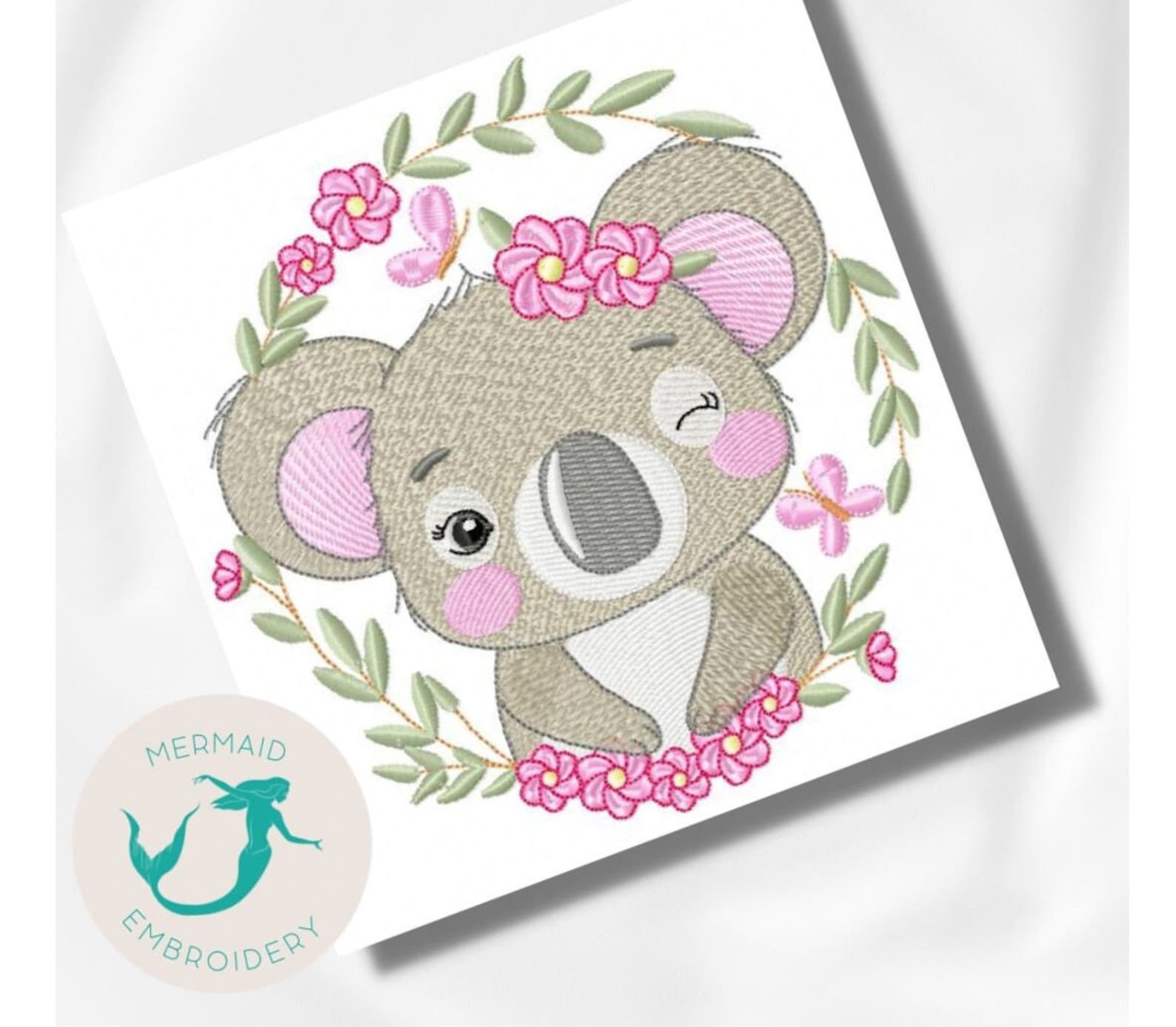 Koala Flowers Embroidery Designs Baby Embroidery Design Machine Animals ...