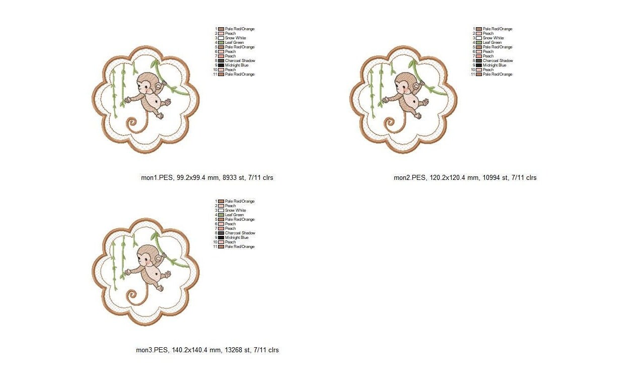 Monkey Frame Embroidery Design Baby Embroidery Design | Etsy